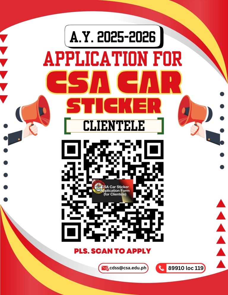 CSA Car Sticker A.Y. 2025-2026 – Colegio San Agustin Makati